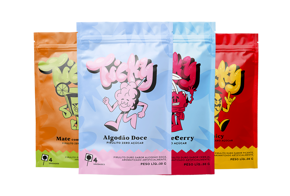 Pirulito Zero Açúcar - Mix (Algodão Doce, Cherry, Spicy e Mate) - Pack ...