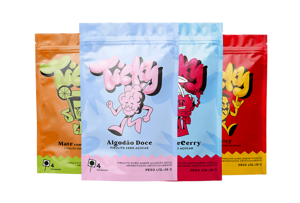 Pirulito Zero Açúcar - Mix (Algodão Doce, Cherry, Spicy e Mate) - Pack ...