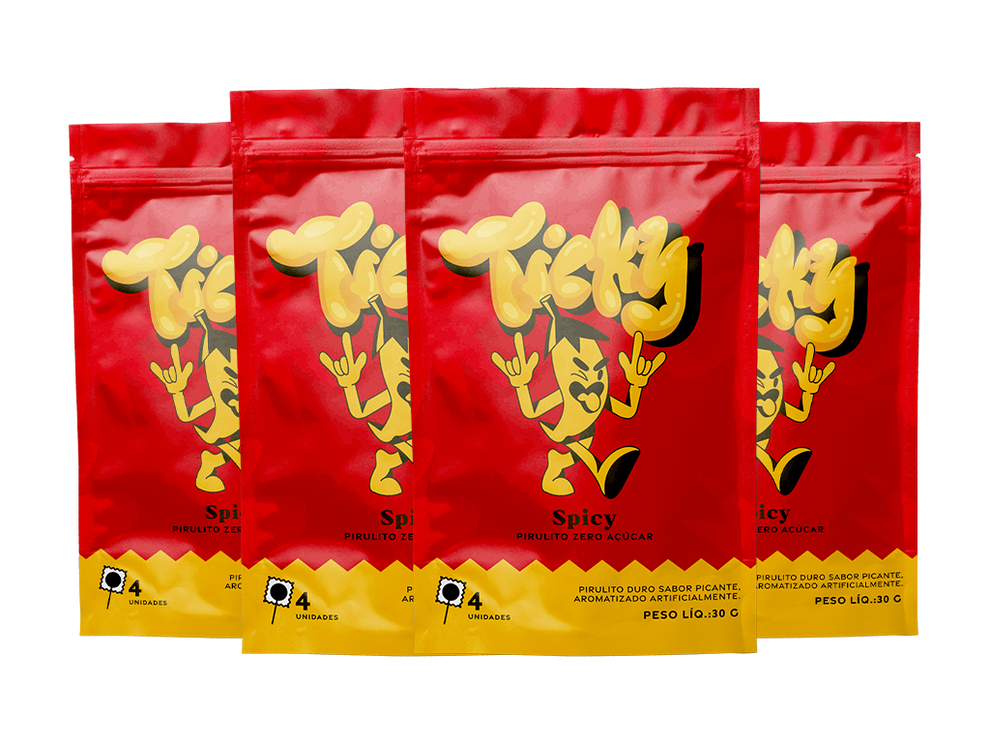 Pirulito Zero Açúcar - Sabor Spicy - Pack 4 Pouches (16 Unidades) – Ticky
